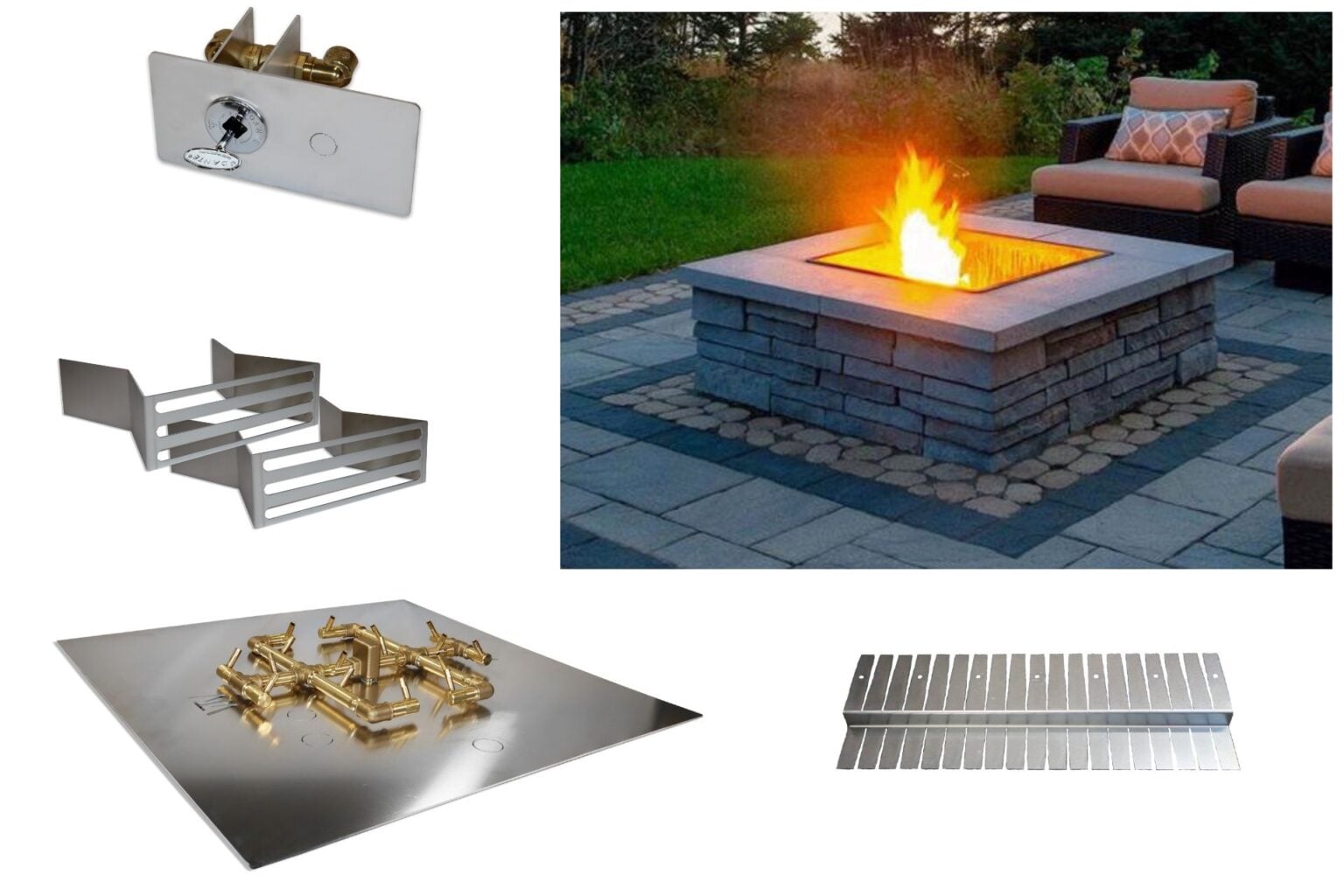 Techo-Bloc PRESCOTT Paver Fire Pit Gas Insert Kit - Crossfire