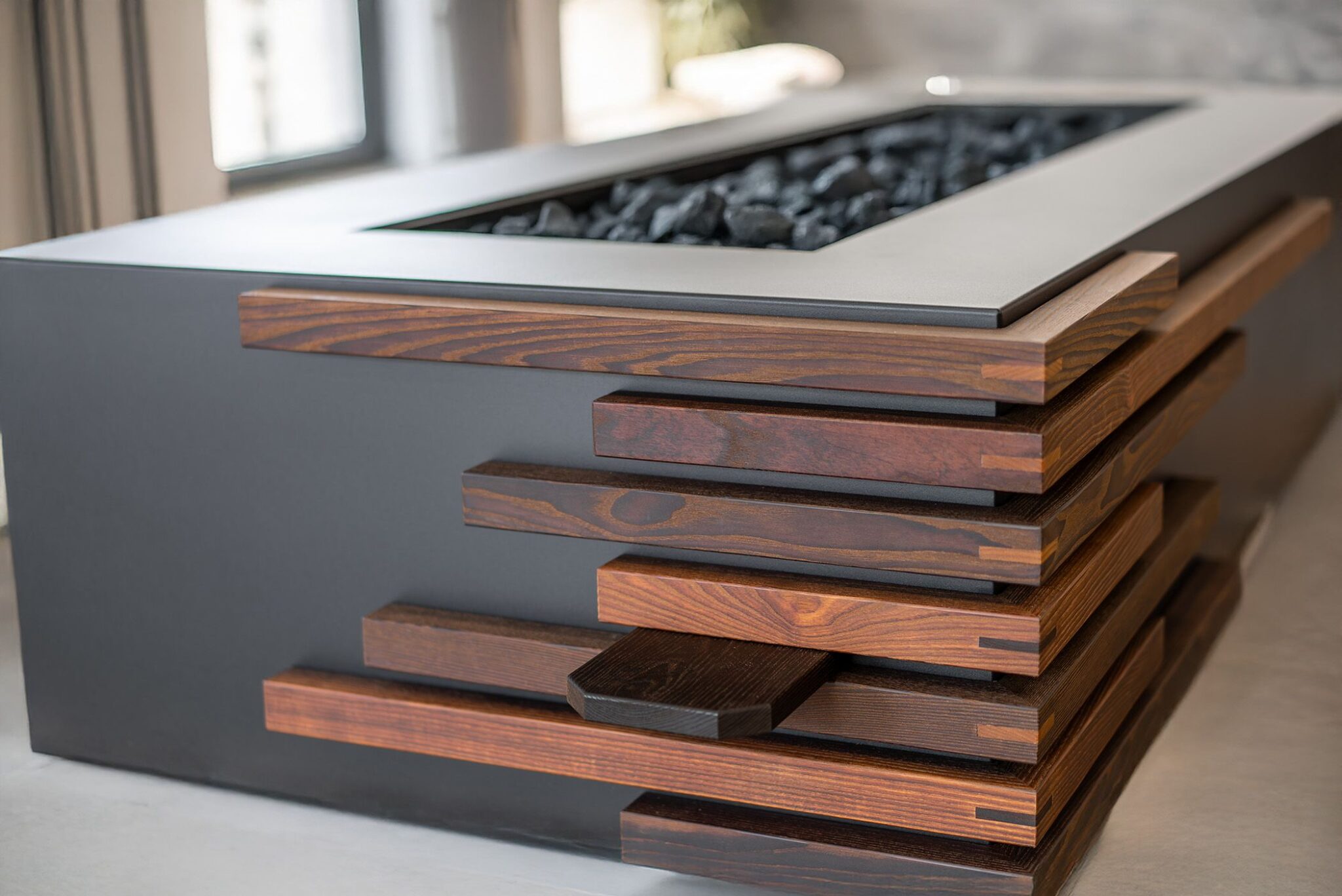 Arbor Accent Steel and Wood Fire Pit Table