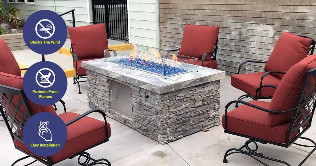 Square Glass Flame Guard for 24" Opening - Montana Fire Pits
